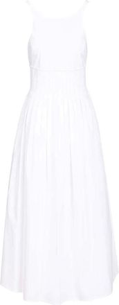Emporio Armani Femme, Robes, Blanc, Taille: 40 FR Robe Longue en Popeline avec Motif Smock&eacute;