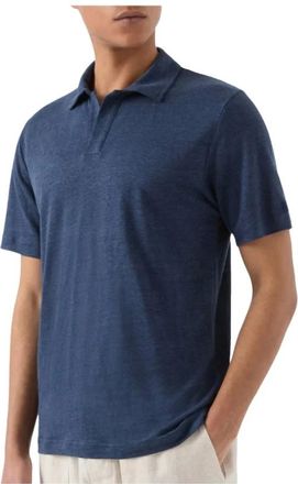 MC2 Saint Barth Homme, Tops, Bleu, Taille: 2XL Polo in lino Fraser senza bottoni