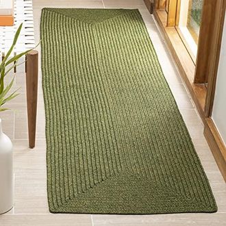 Safavieh Zeitgenössische Teppich für Wohnzimmer, Esszimmer, Schlafzimmer - Umkehrbar - Braided Collection, Kurzer Flor, Grün, 62 X 240 cm