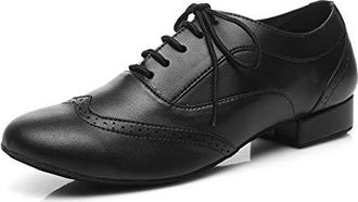 Minitoo Chaussures de danse classiques en cuir pour homme L421, Talon noir de 2 cm., 42.5 EU