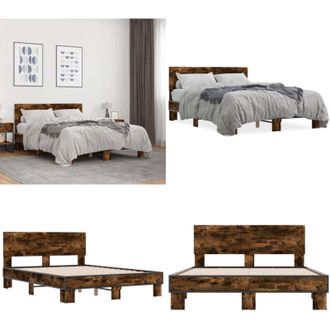 vidaXL Bettgestell R&auml;uchereiche 140x200 cm Holzwerkstoff und Metall - Holzbettw&auml;sche - Doppelbett - Bettkasten - Boxspringbett - Massivholzbette - Home &