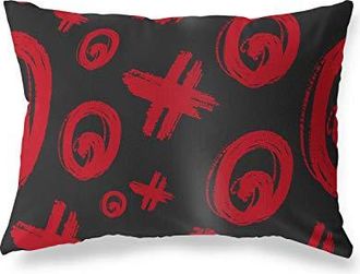 Bonamaison Le Jardin du Lin Kissen Zierkissenbezug Rot-Schwarz Kissenbezug, Weich Bequem, Für Zuhause Autos Büro Sofa Wohnzimmer Couch Schlafzimmer Dekor, 35x50 