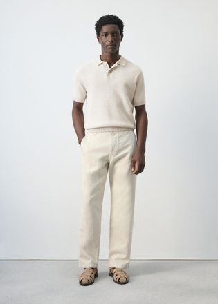 Mango Polo maille coton textur&eacute; blanc cass&eacute; - Homme - XXL - MANGO MAN