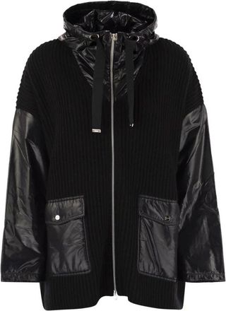 Herno Femme, Vestes, Noir, Taille: 36 FR Veste zipp&eacute;e &agrave; capuche en mati&egrave;res mixtes