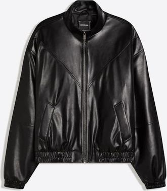 Bershka Veste en similicuir - Noir