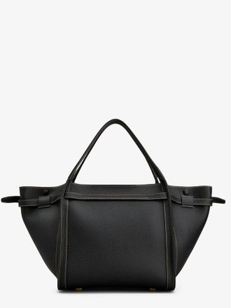 Tod's Womens Tote Bag Hammered Leather Black