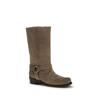Golden Goose Womens Beige Calf Leather Bos Taurus Lace-Up Boots