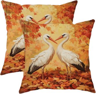 Generic Herbstst&ouml;rche V&ouml;gel Dekokissenbezug Weich Kissenbezug Dekorative Kissenh&uuml;lle F&uuml;r Schlafzimmer B&uuml;ro Sofa 45X45Cm 2Er Set