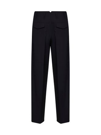 Ami Womens Trousers Double-Pleat Virgin Wool Black