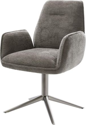 DELIFE Esszimmerstuhl Zoa-Flex Fußkreuz Graphit Bouclé Soft Schlamm 360° drehbar Wippfunktion Taschenfederkern