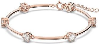 Swarovski Bracelet-jonc Constella pour femme, avec de délicats cristaux blancs sur une bande plaquée or rose, taille M