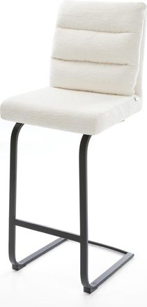 DELIFE Barstuhl Pela-Flex Boucl&eacute; Soft Beige Freischwinger Flach Metall Schwarz, Barst&uuml;hle