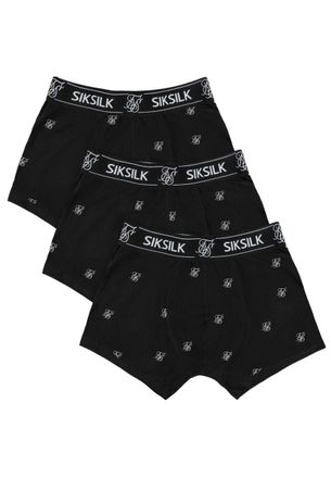 Siksilk Herrenschwarz 3er Pack Logo Boxershorts S
