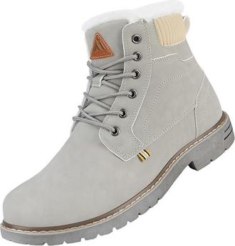 Mishansha Homme Femme Bottes Hiver Randonnée Chaussures Bottes de Neige Chaudes Fourrure Bottine, Gris Clair 43