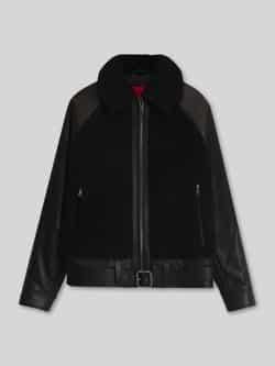 HUGO BOSS Lederjacke aus Lammnappa mit Tailleng&uuml;rtel