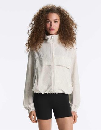Oysho Oysho - Veste ray&eacute;e en tissu stretch avec superposition - Blanc cass&eacute;