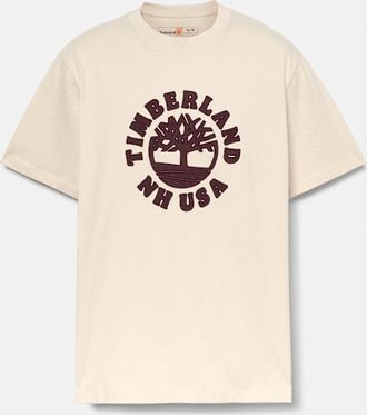 Timberland Kurz&auml;rmeliges T-Shirt mit Weihnachtsgrafik vorne f&uuml;r Herren in Beige, Herren, Beige, Gr&ouml;&szlig;e