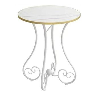 Generic Table DAppoint Ronde De Chevet Diam&egrave;tre avec Dessus en Imitation Marbre Bouts Canap&eacute; for Salon, Chambre(White,47 * 60cm)