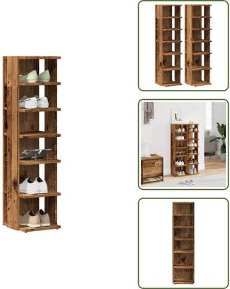 vidaXL Vidaxl - Schuhschr&auml;nke 2 Stk. Altholz-Optik 28x27x102 cm Holzwerkstoff - Schuhschrank - Schuhschr&auml;nke - Schuhaufbewahrung - Schuhorganizer
