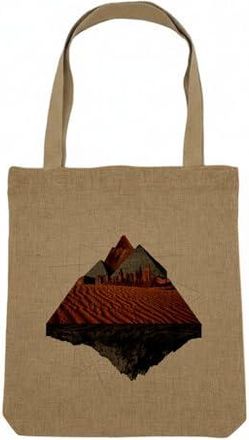 Fabulous Sac Shopping Tote Bag Aspect Lin - Pyramide D&eacute;sert Grand Canyon Collage Art Surr&eacute;alisme - Sac de Courses Toile Epaisse 360g Beige Naturel Cabas Port&eacute; 