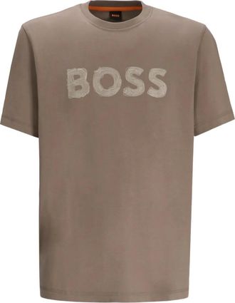 BOSS T-Shirt mit Logo-Artwork - Braun