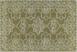 Loberon Teppich Qazoura - Geknüpftes Ethno-Muster - 200x300 cm - Wohntextilien - Wohnaccessoires - Wolle, grün