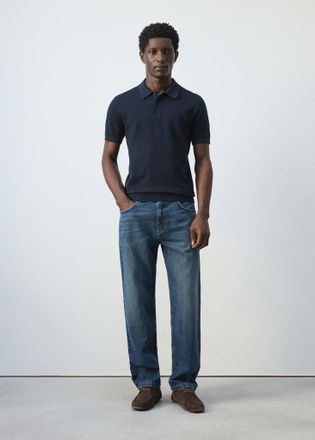 Mango Pull en maille fine microstructure bleu marine - Homme - XXL - MANGO MAN