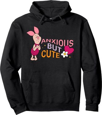 Disney Winnie the Pooh Piglet Anxious But Cute Funny Mood Pullover Hoodie