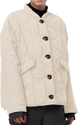 Generic Vestes matelass&eacute;es pour femmes 2026 - Veste chaude doubl&eacute;e l&eacute;opard - Manteaux dhiver courts et l&eacute;gers - V&ecirc;tements dext&eacute;rieur rembourr&eacute;s, blanc, L