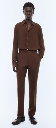 Fursac Pantalon de costume ajust&eacute; en flanelle - Taille 36 - Homme