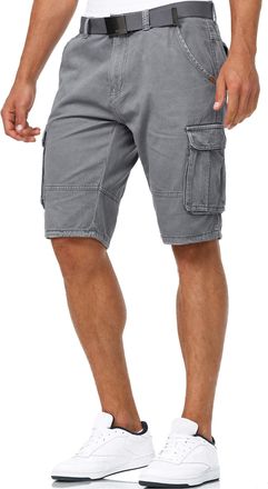 Indicode Herren Monroe Cargo Cargo-Shorts inkl. G&uuml;rtel | Bermuda M&auml;nner Sommerhose aus Baumwolle Iron, 3XL