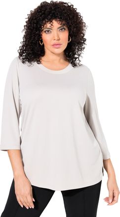 Ulla Popken Damen große Größen Übergrößen Plus Size Shirt, Rippbündchen, Rundhals, 3/4-Arm