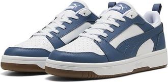 Puma Baskets Basses Unisexes Rebound V6, Blanc/Indigo foncé, Pointure 42 EU, Puma Gomme Blanche Indigo foncé, 42.5 EU