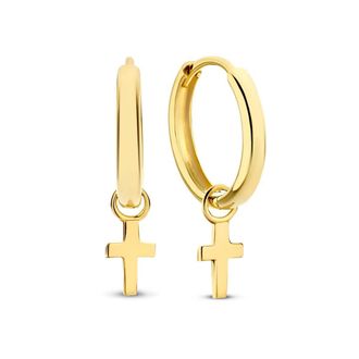 Isabel Bernard Ohrringe - Monceau Solange 14 karat hoop earrings with cross - Gr. unisize - in Gold - f&uuml;r Damen