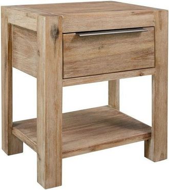 Les Tendances Table de chevet 1 tiroir acacia massif fonc&eacute; Dedhy