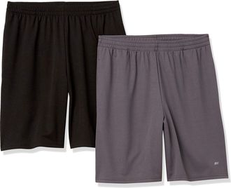 Amazon Essentials Herren Weit geschnittene Performance-Funktionsshorts (erhältlich in Big & Tall), 2er-Pack, Kohlegrau/Schwarz, XXL
