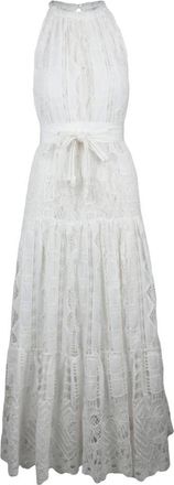 Pinko Pinko, Femme, Robes, Blanc, Taille: 38 FR La Cura Abito Lungo in Macram&egrave; de Pinko