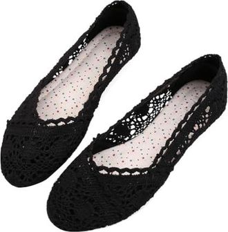 Minetom Ballerines Femme Dentelle Chaussures Respirantes Confortable Ballerines Décontractées Légère Plates à Enfiler A Noir 40 EU