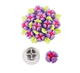 Decora DOUILLE Fleur Avec 4 PÉTALES BS Ziertülle, Nr. 28 Blumen mit 4 Blütenblättern, Edelstahl, 4 x 3.5 x 3.5 cm