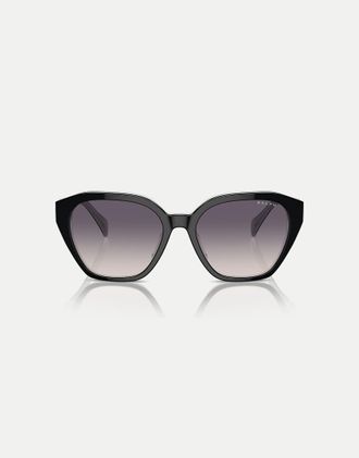 Ralph Lauren Cat-Eye-Sonnenbrille mit rosa Gl&auml;sern in gl&auml;nzend Schwarz auf Opalgrau