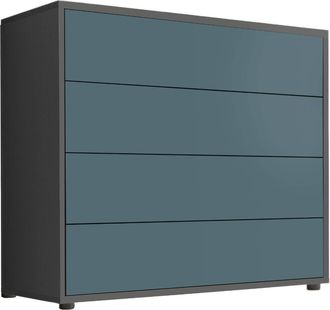 BMG M&ouml;bel Schubkastenkommode Mailand 3 Anrichte Sideboard f&uuml;r Schlafzimmer, Wohnzimmer und Garderobe, (Anthrazit/Petrol)
