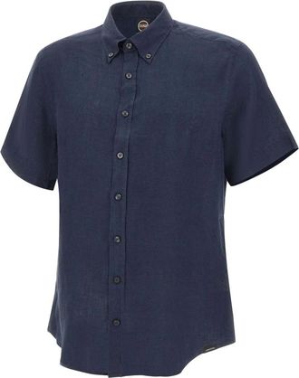 Colmar Homme, Chemises, Bleu, Taille: 2XL Chemise &agrave; Manches Courtes en Lin