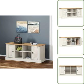 vidaXL Banc &agrave; chaussures VIGO blanc 106x35x45 cm bois massif de pin - Banc Entr&eacute;e - Banc Chaussure - Meuble Rangement - Banc Coffre - Mobilier Int&eacute;rieur