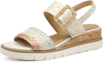 Marco Tozzi Damen Sandalen flach mit Klettverschluss Sommer, Gold (Dune met.Comb), 41 EU