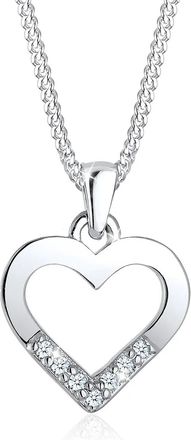 Elli Halsketten - Halskette Herz Liebe Diamant (0.035 ct.) 925 Silbe - Gr. unisize - in Silber - für Damen