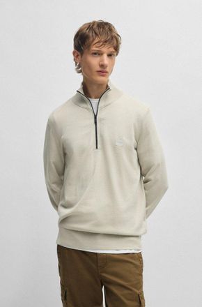 HUGO BOSS Rollkragenpullover Kanobix Regular fit, Stehkragen mit Rei&szlig;verschluss, Ton-in-Ton Logo