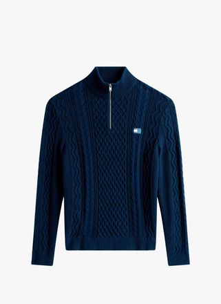 Tommy Hilfiger Pull ajust&eacute; en maille torsad&eacute;e zipp&eacute;