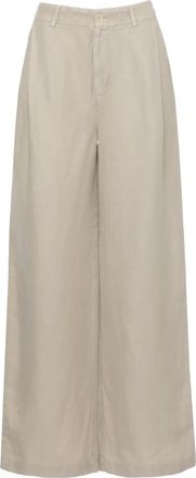 120% Lino Femme, Pantalons, Beige, Taille: 38 FR Wide Pantalons