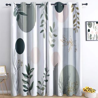 Generic Abstrakte Streifen Bedruckte Verdunkelungsvorhänge mit Ösen, Abstrakte Geometrische Gestreifte Blätter Blickdicht Thermo Isoliert Vorhänge, Privatsphä