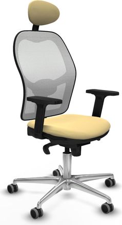 Piqueras y Crespo Call Center Jorquera St&uuml;hle mit 2D-Armen, h&ouml;henverstellbarer Lendenwirbelst&uuml;tze und festem Kopfteil, ausgestattet mit 5 Positionen, Wei&szlig;/Cremefarben